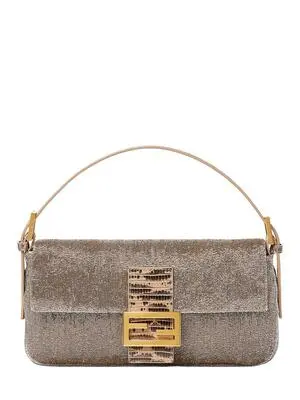Fendi Baguette® 26424 Golden Organza Bag With Bead Embroidery - [gold]